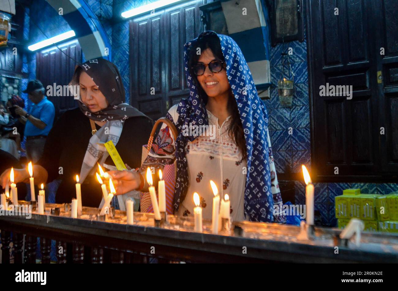 May 8, 2023: Tunis, Tunisia. 08 May 2022. Jewish pilgrims pray at the ...