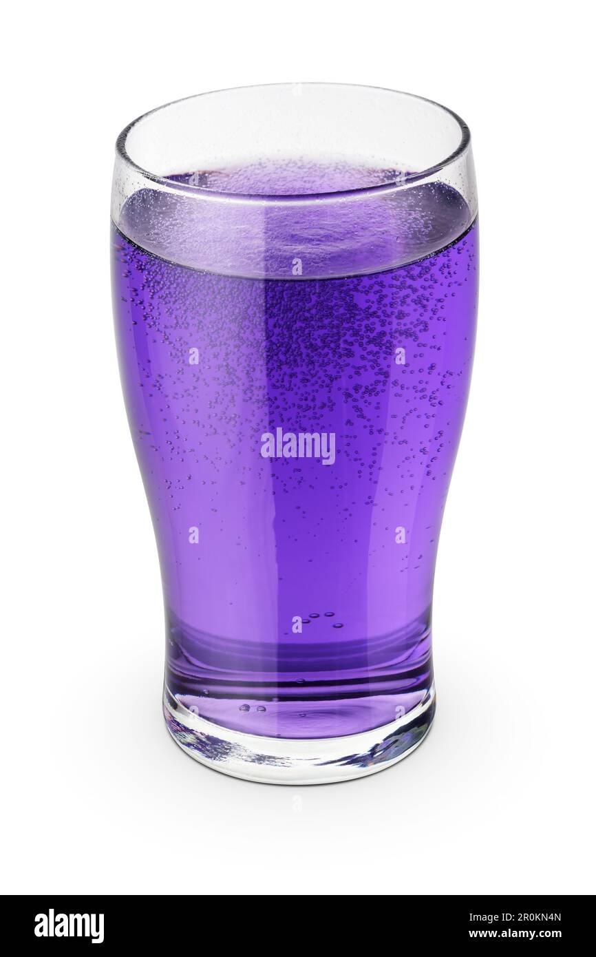 Glass of purple soda isolated on white background Stock Photo - Alamy