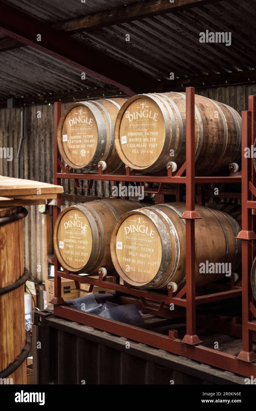 maturing Whiskey oak barrels, Dingle Whiskey Distillery, Dingle ...