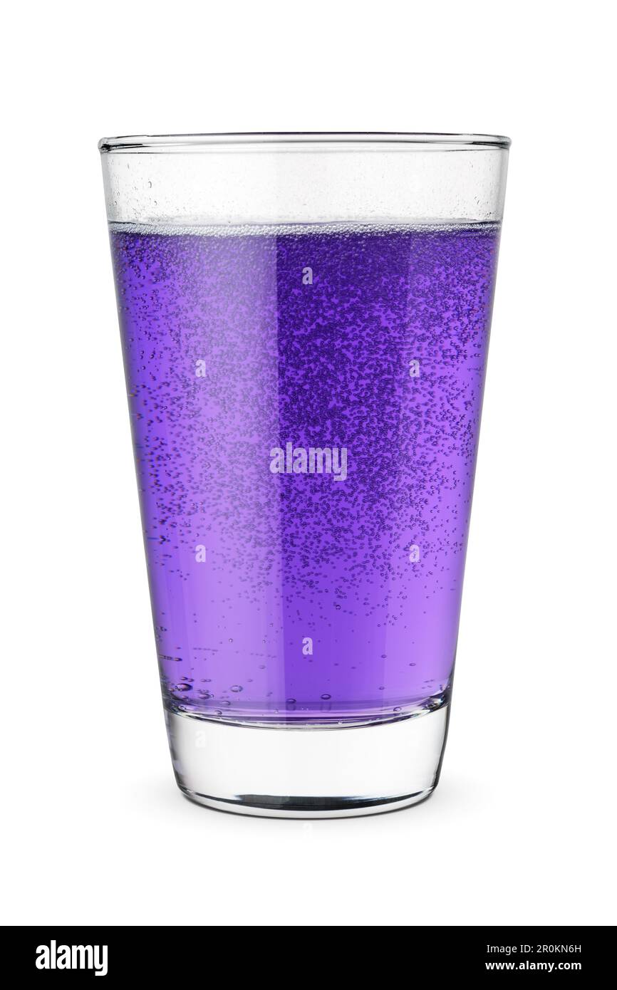 Glass of purple soda isolated on white background Stock Photo - Alamy