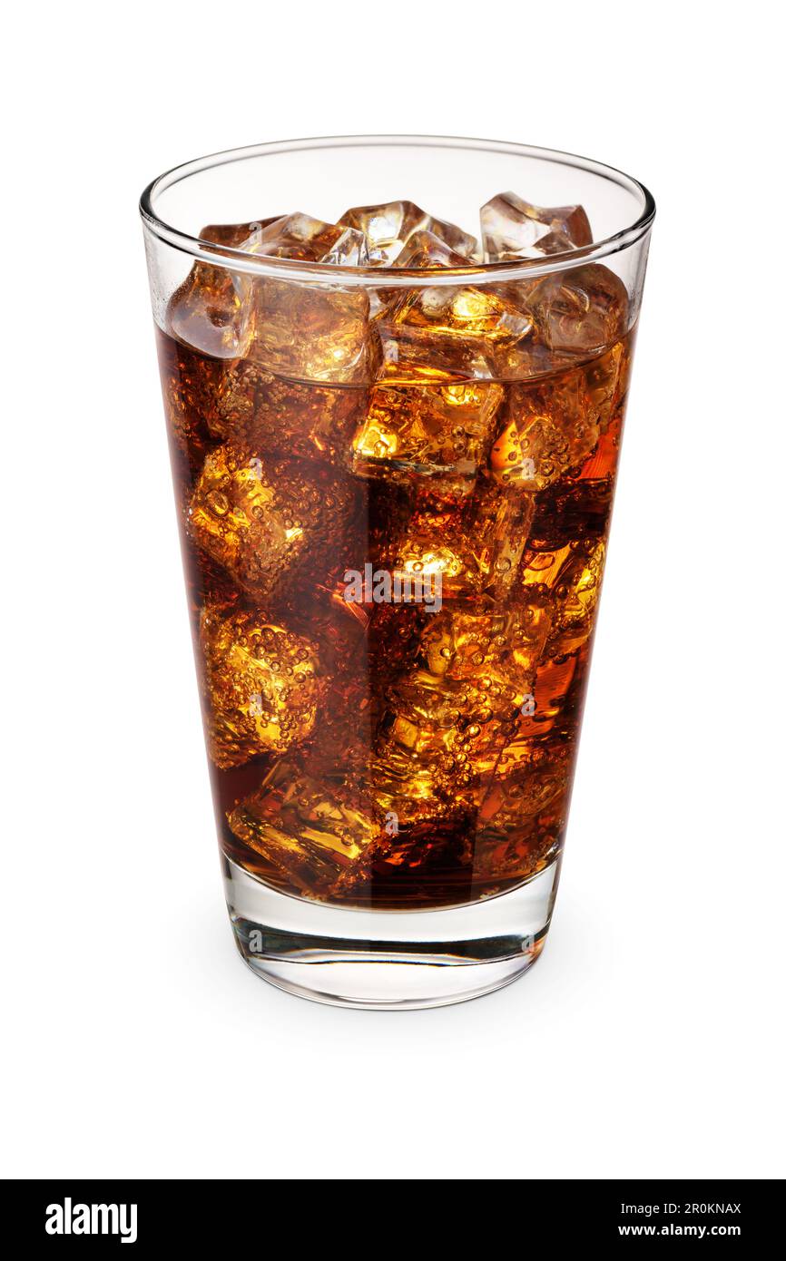 Glass of cola drink with ice cubes isolated on white background Stock ...