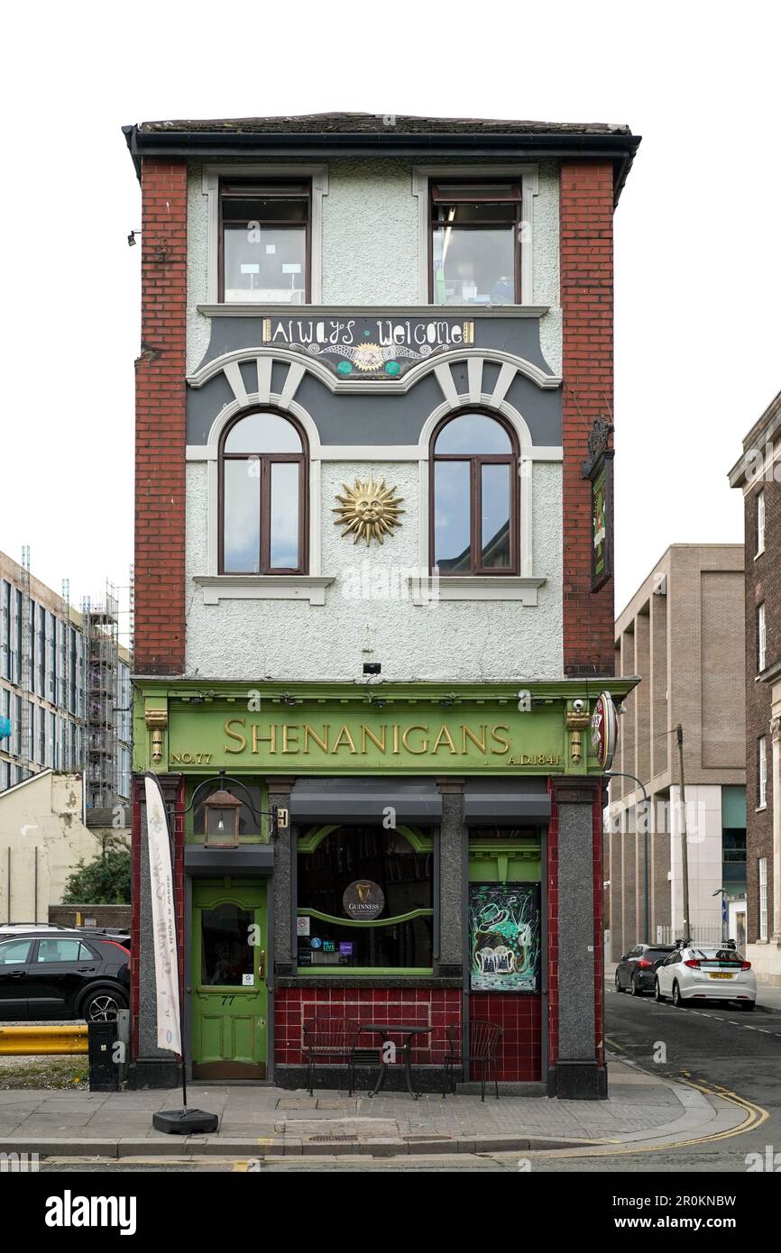 The exterior facade of Shenanigans pub in Liverpool Stock Photo - Alamy