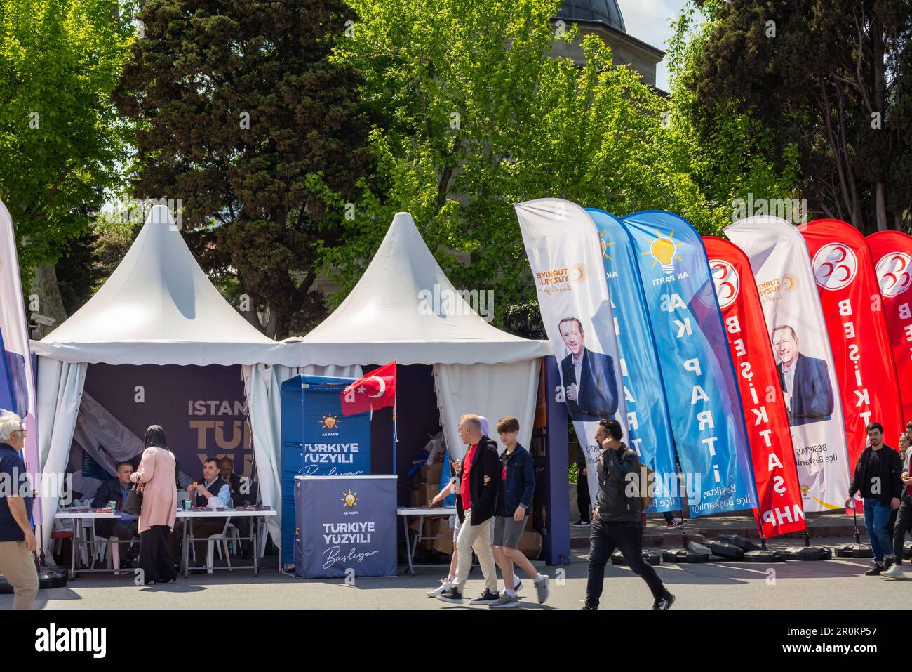 Istanbul, Turkey - May 7 2023: Tent of AK party or Justice and ...