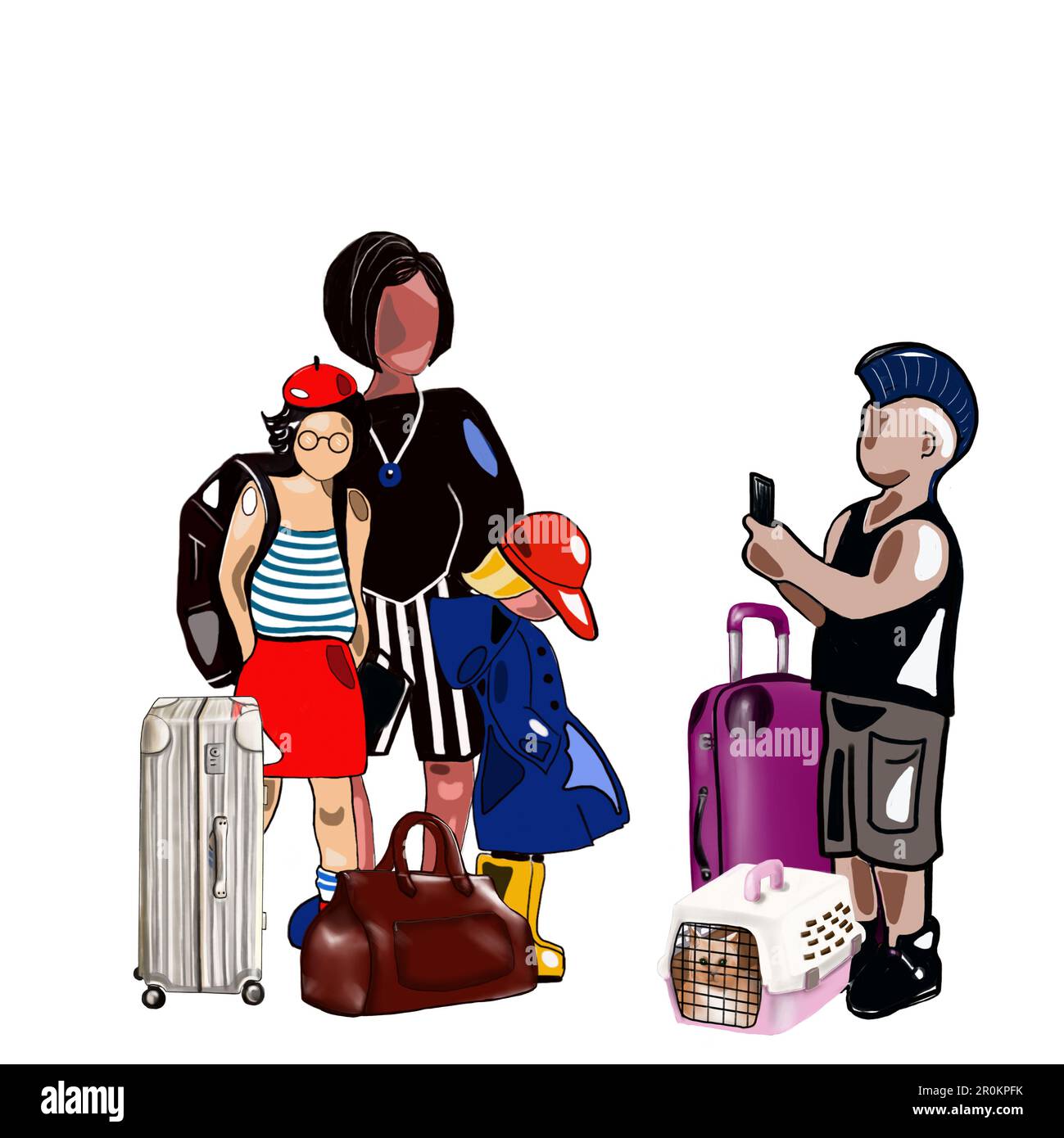 set of people, pedestrians, passengers on a white background Stock ...