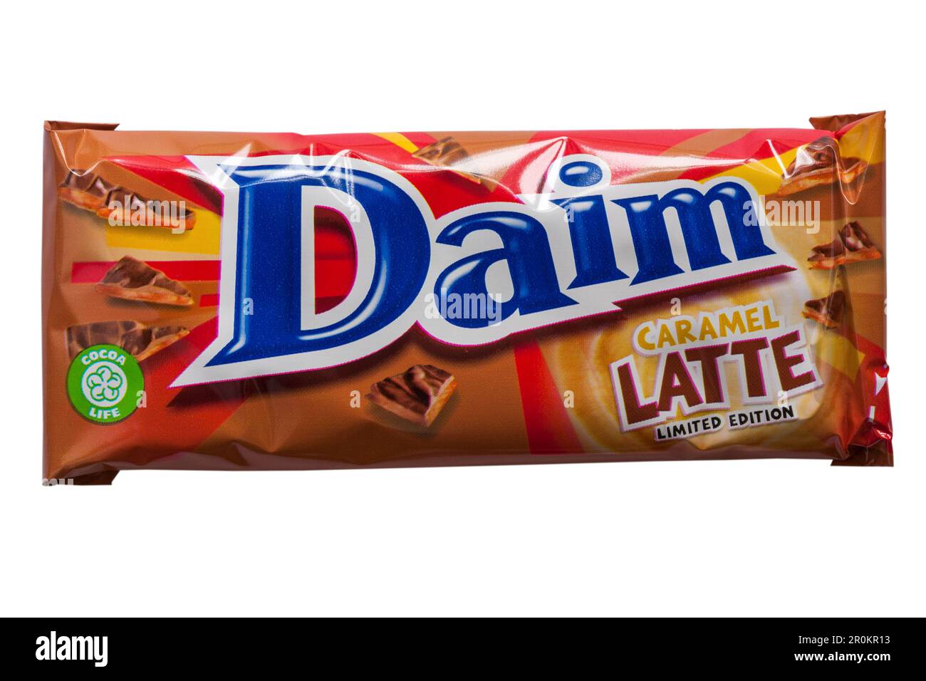 limited edition Daim Caramel Latte chocolate bar isolated on white ...