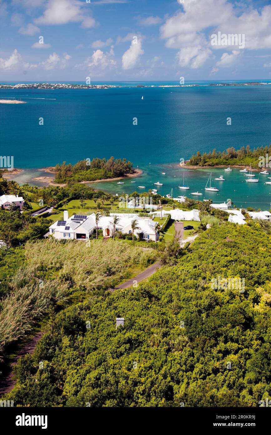 BERMUDA. Southampton Parish. View of homes and coast from the Gibb's ...