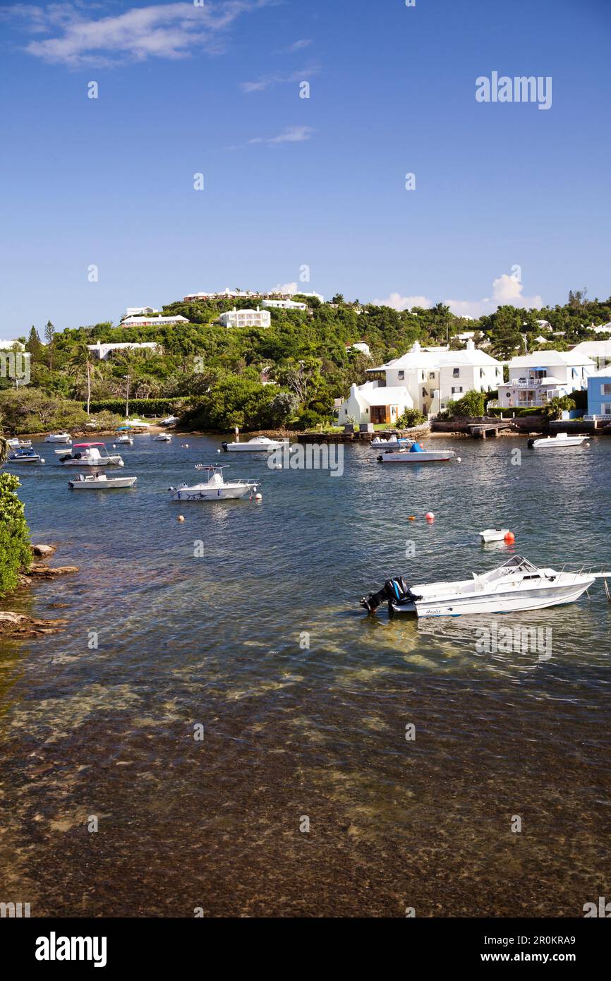 BERMUDA. Hamilton Parish. A view of boats in the Hamilton Harbour Stock ...