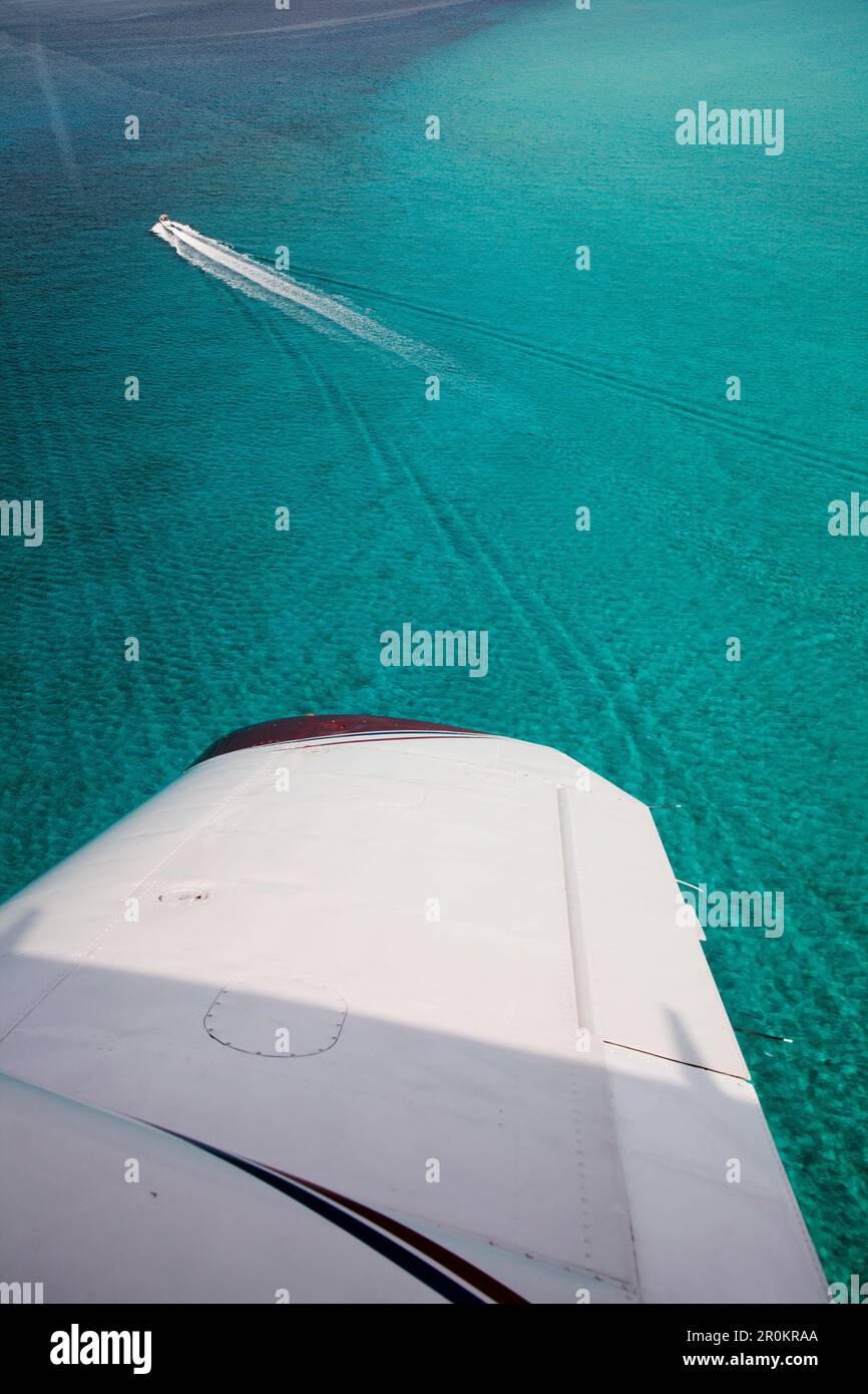 EXUMA, Bahamas. A view from a plane of the waters around the Exuma ...