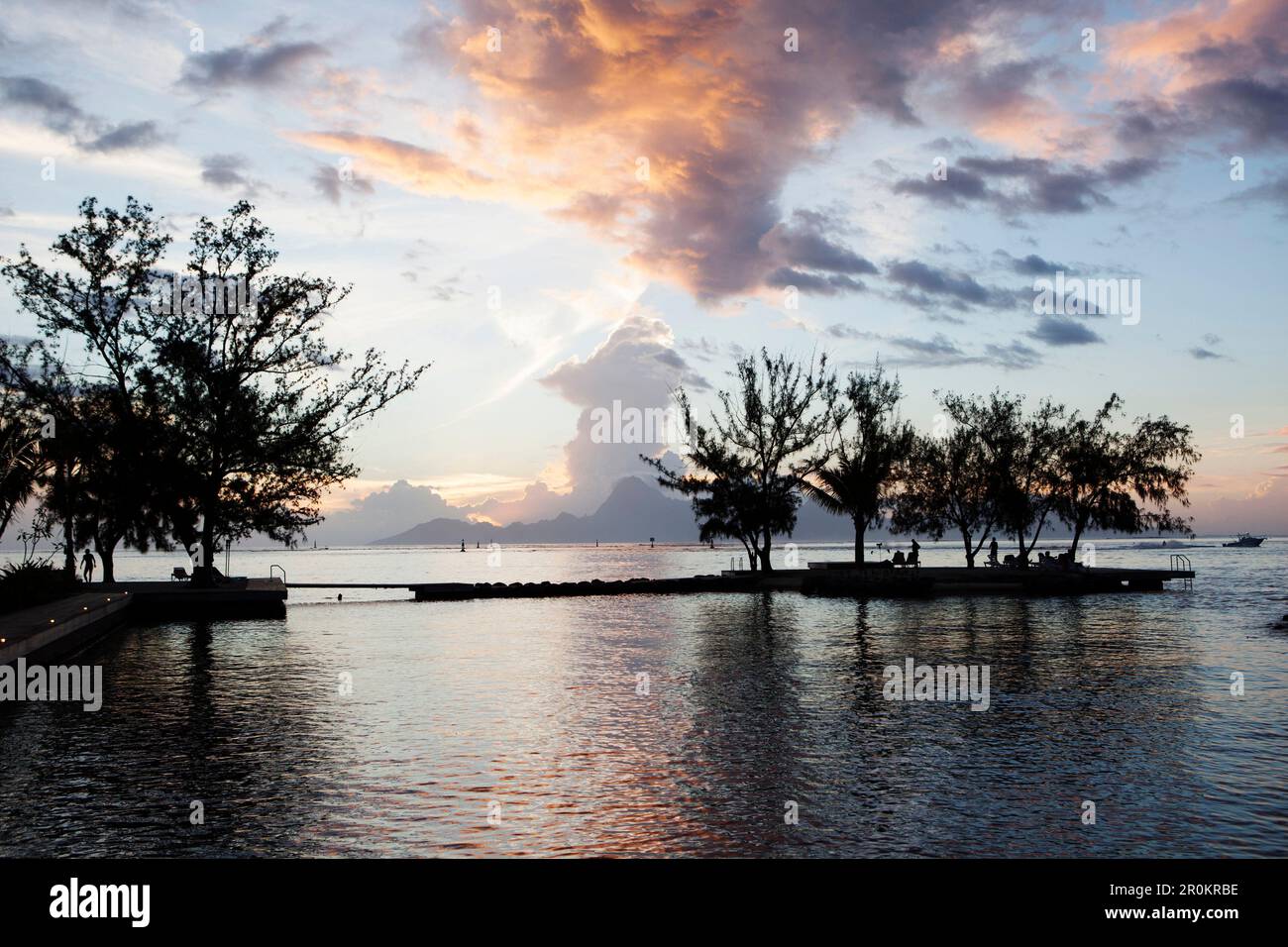 FRENCH POLYNESIA, Tahiti. View of Moorea Island in the distance at ...