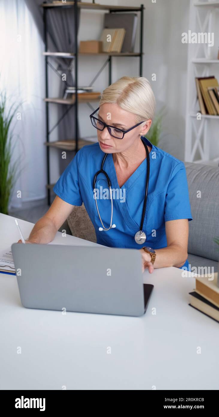 Medical research female doctor study diagnosis Stock Photo - Alamy