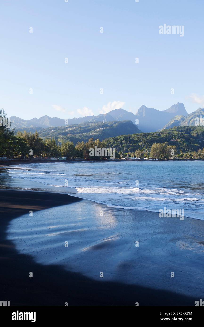 FRENCH POLYNESIA, Tahiti. Black Sand Beach Stock Photo - Alamy