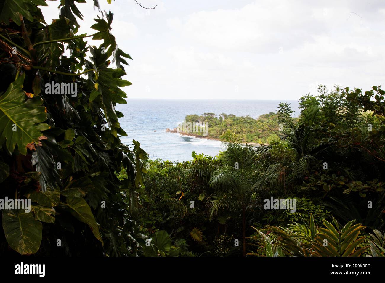 JAMAICA, Port Antonio. A view of the coastline from the Geejam Hotel ...