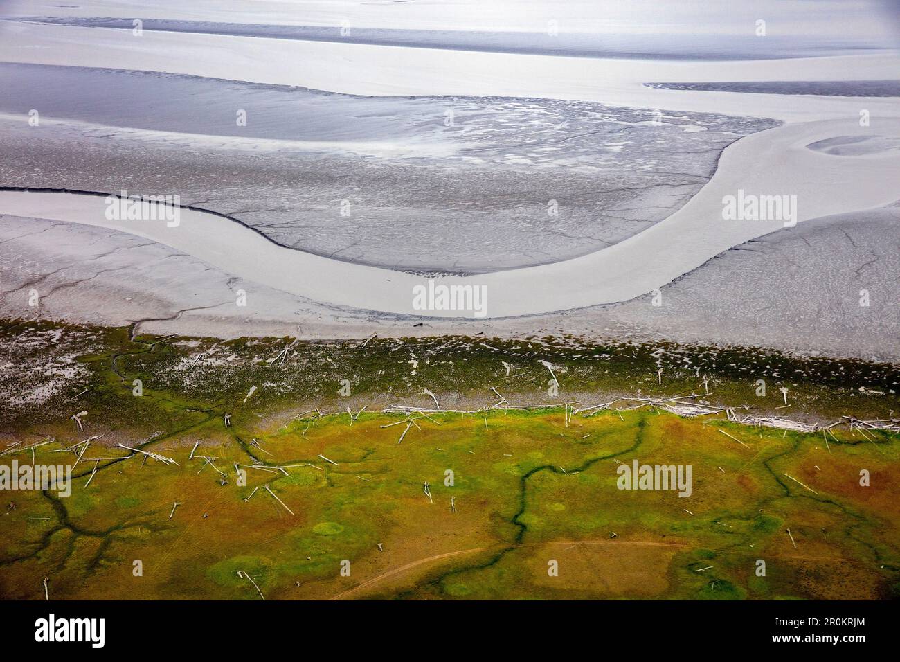 USA, Alaska, Redoubt Bay, Cook Inlet, views from inside the float plane ...