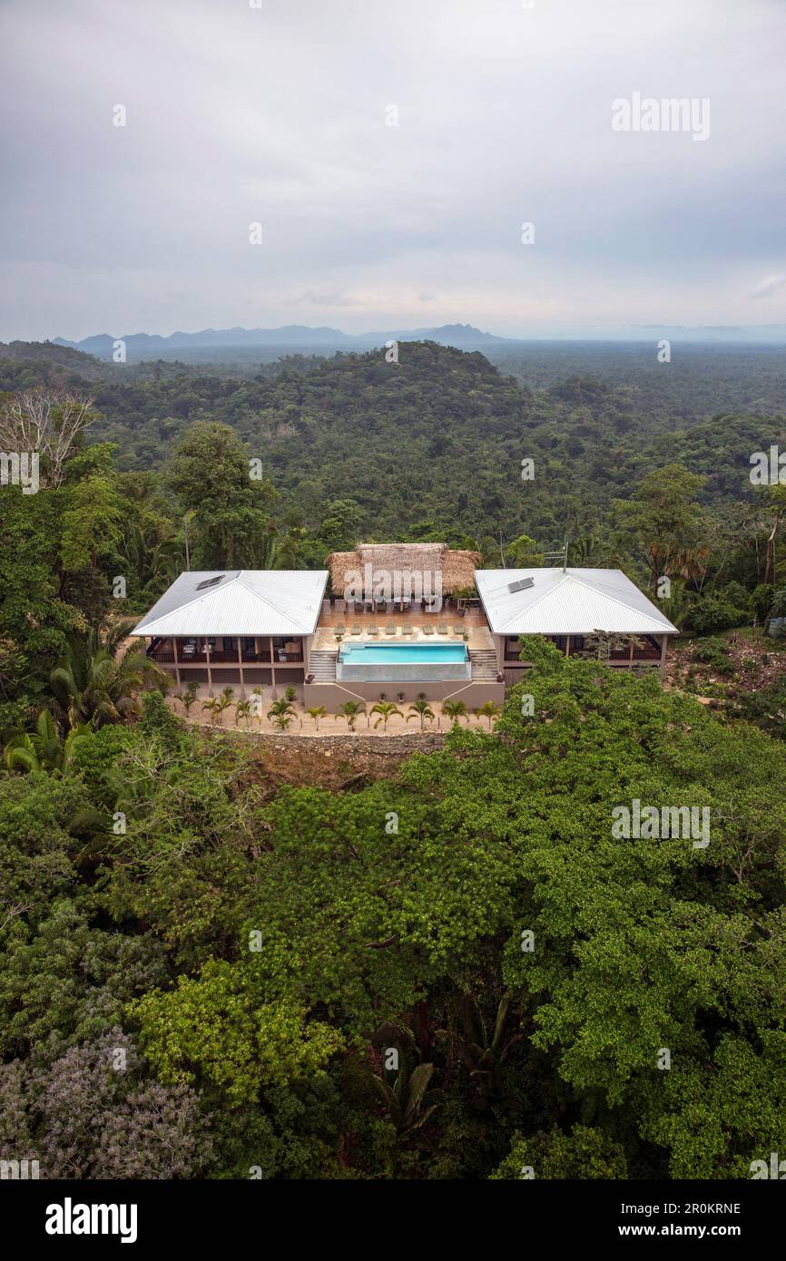 BELIZE, Punta Gorda, Toledo, an ariel view of Belcampo Belize Lodge and ...