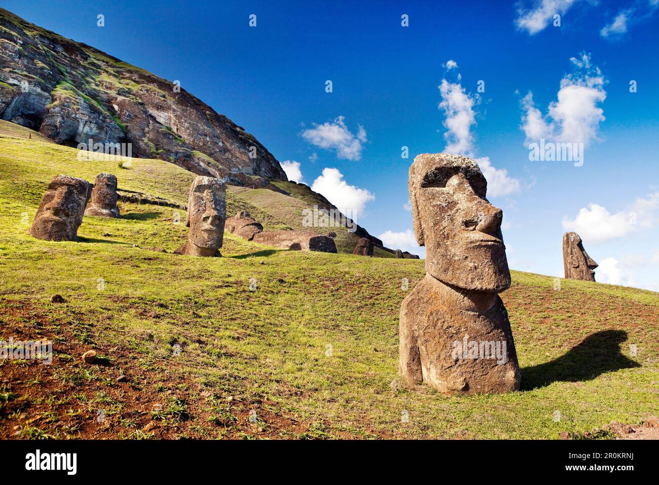 EASTER ISLAND, CHILE, Isla de Pascua, Rapa Nui, Rano Raraku is a ...