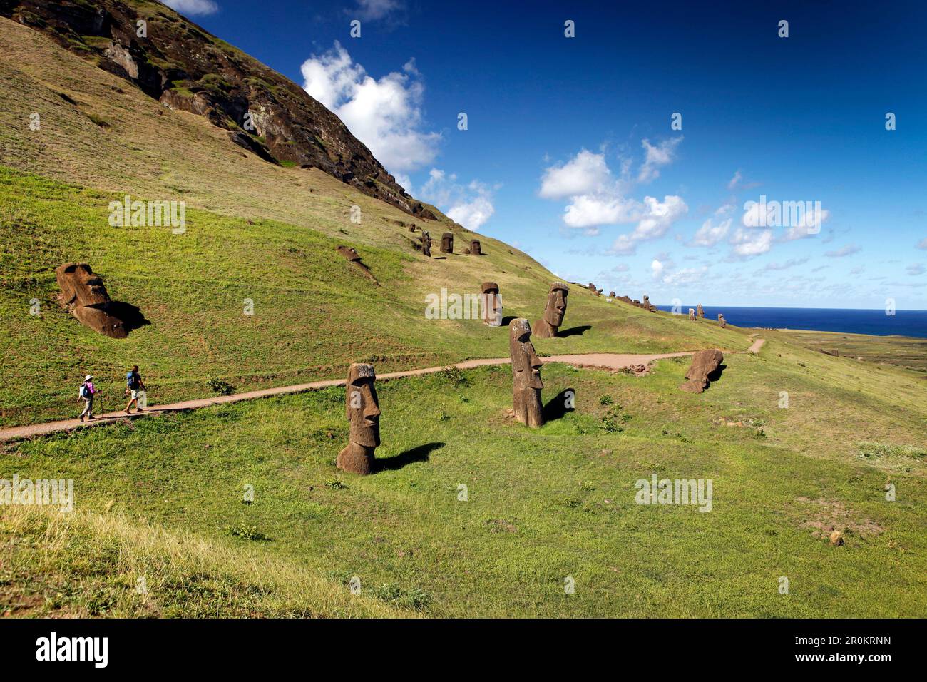 EASTER ISLAND, CHILE, Isla de Pascua, Rapa Nui, Rano Raraku is a ...