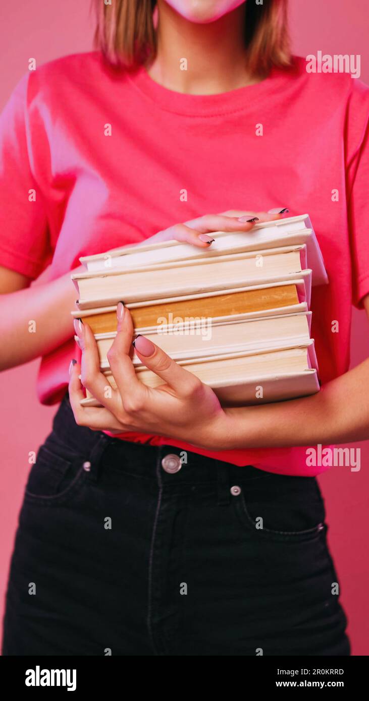Literature exam preparation educating reading girl Stock Photo - Alamy