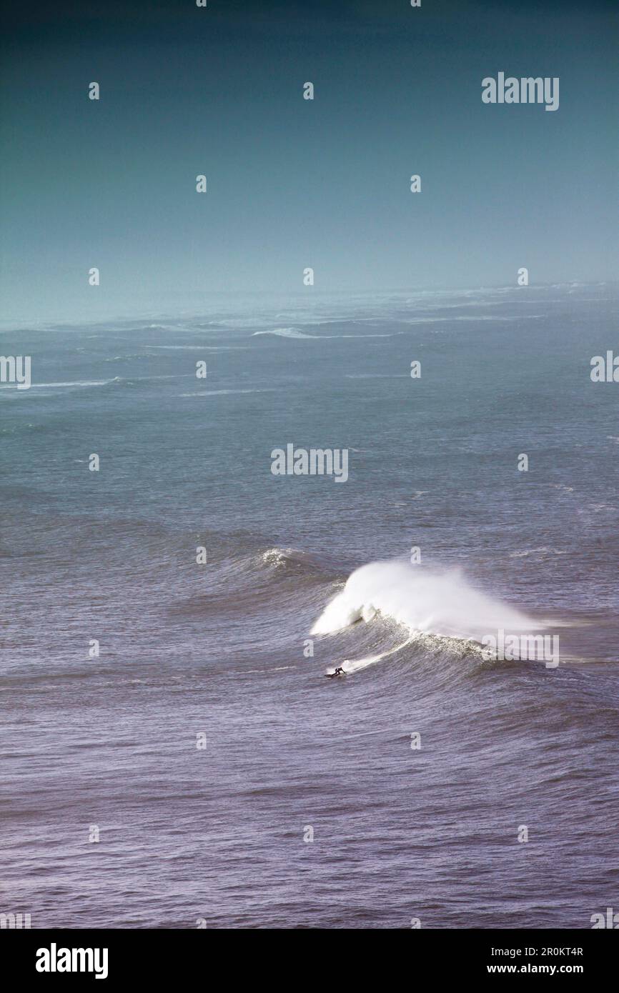USA, Oregon, Newport, surfers hanging out on the beach and cathing ...