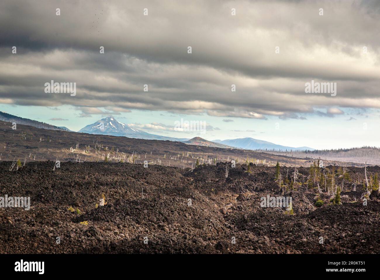 USA, Oregon, Oregon Cascades, view of Mount Jefferson from the top of ...