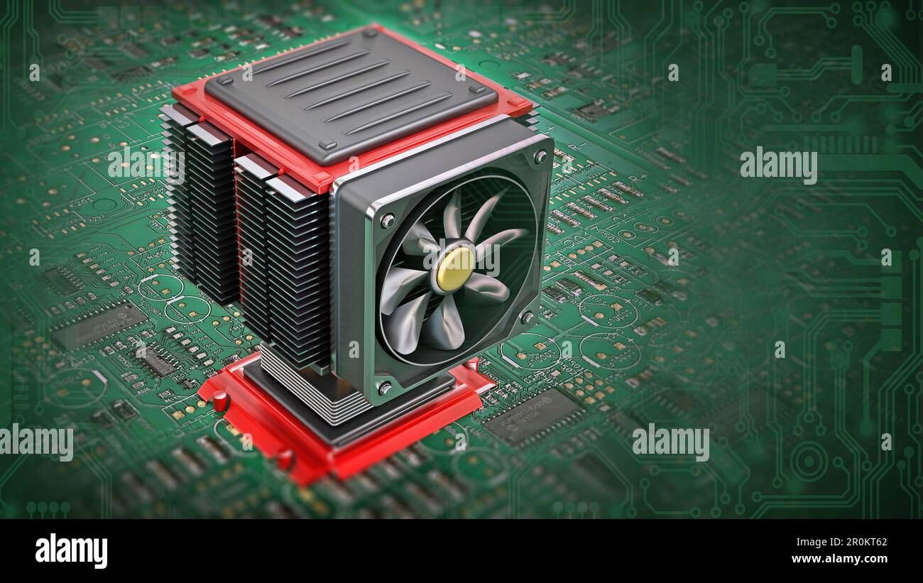 Computer fan and heatsink on CPU. 3D illustration Stock Photo - Alamy