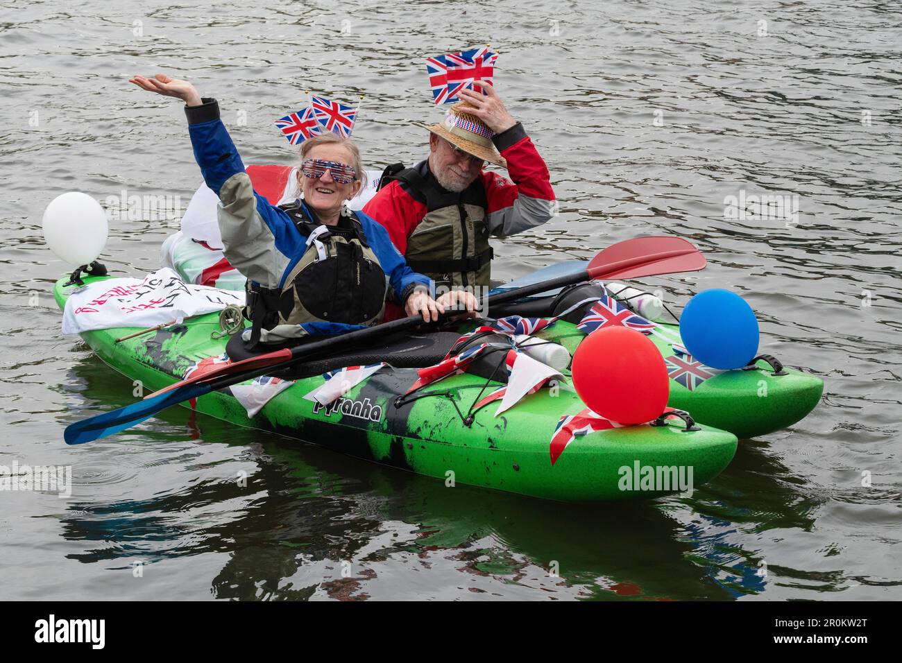 Two canoests upsteam in the last leg in Henley’s Coronation Flotilla on ...