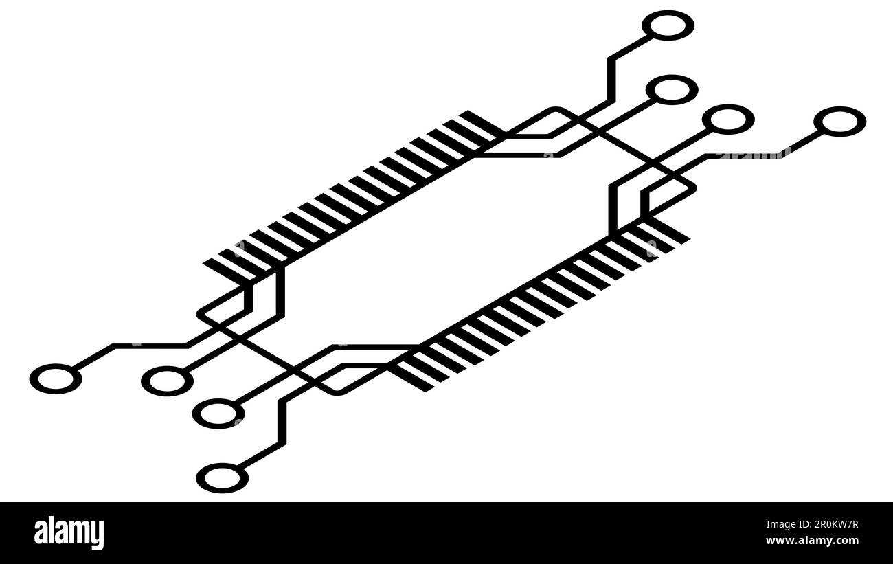 Silhouette of simple isometric schematic chip or component for ...