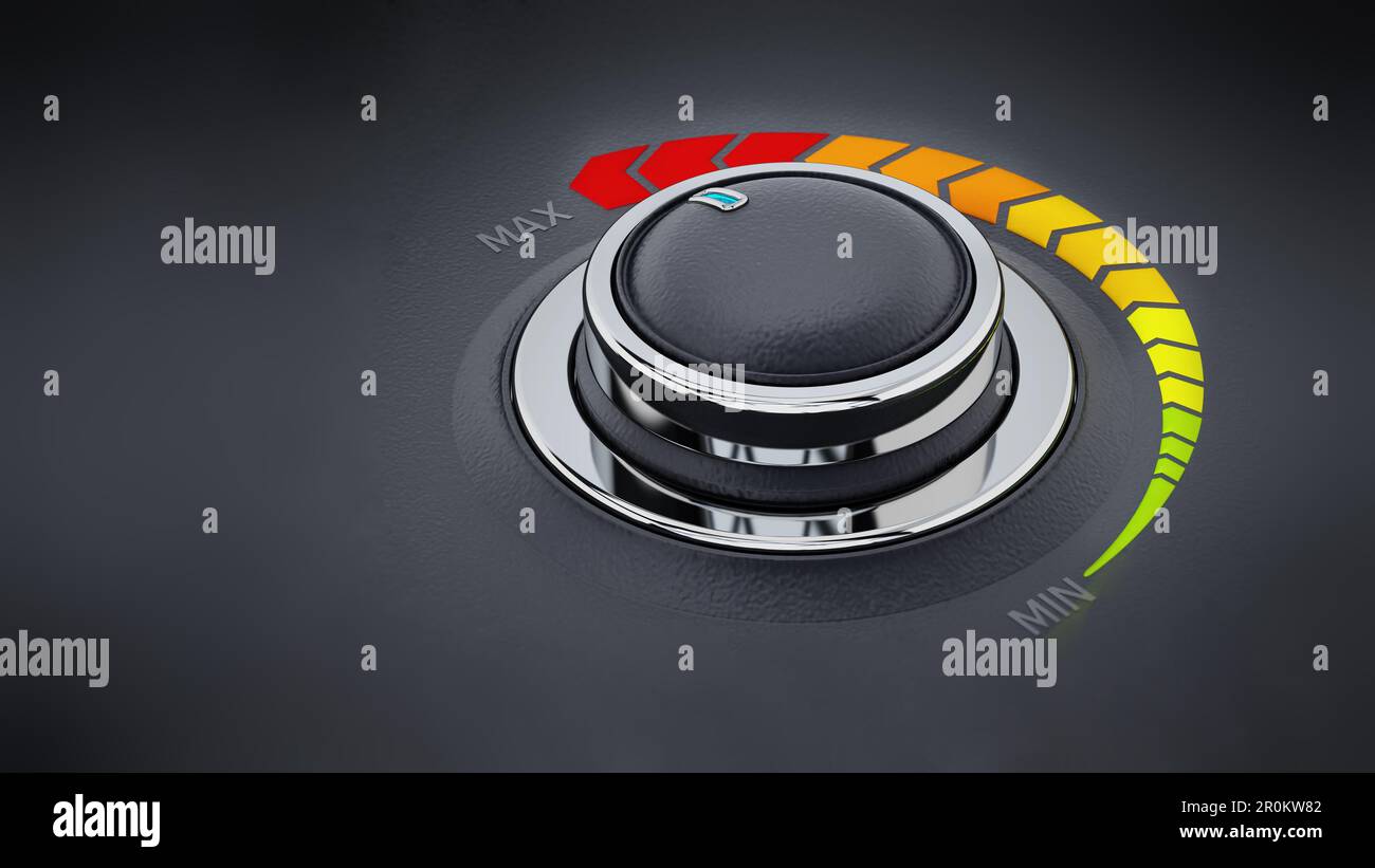 Vintage style control knob dial with success text. 3D illustration ...