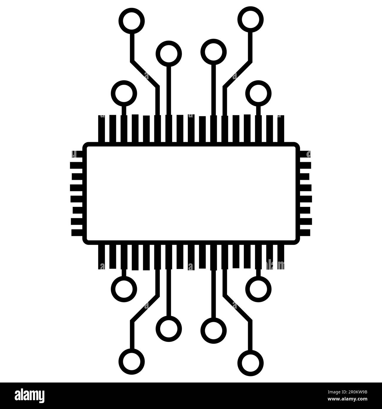 Silhouette of simple schematic chip or component for microcircuits ...