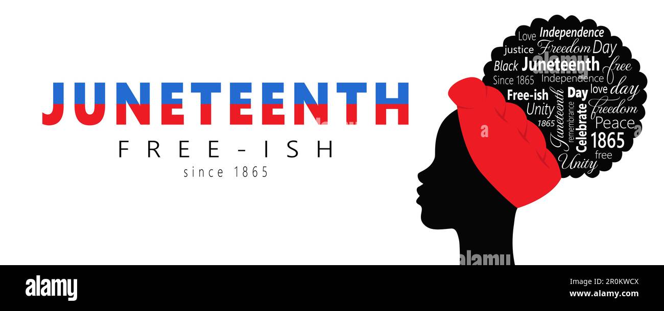 Juneteenth Horizontal Banner With Silhouette Of Woman And Words ...