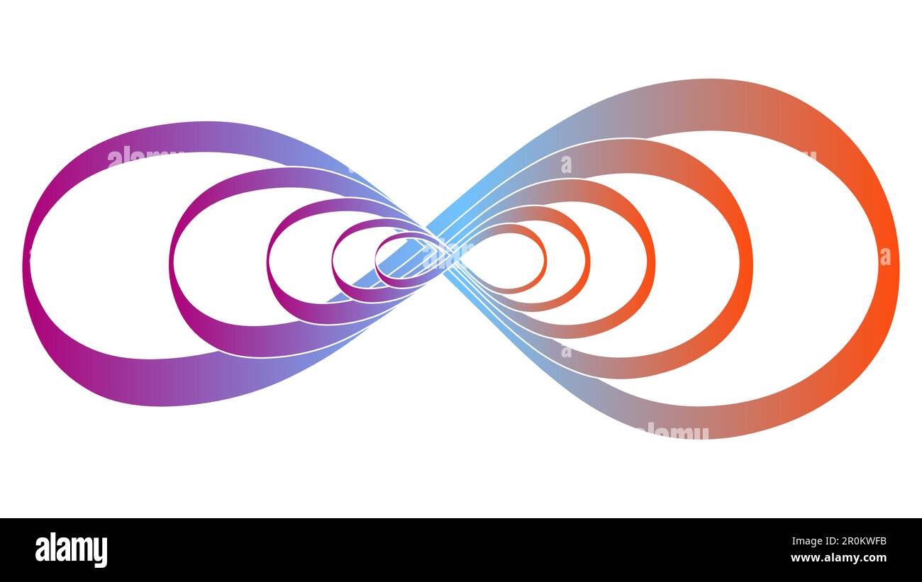 Receding abstract infinity signs with gradient isolated on white ...
