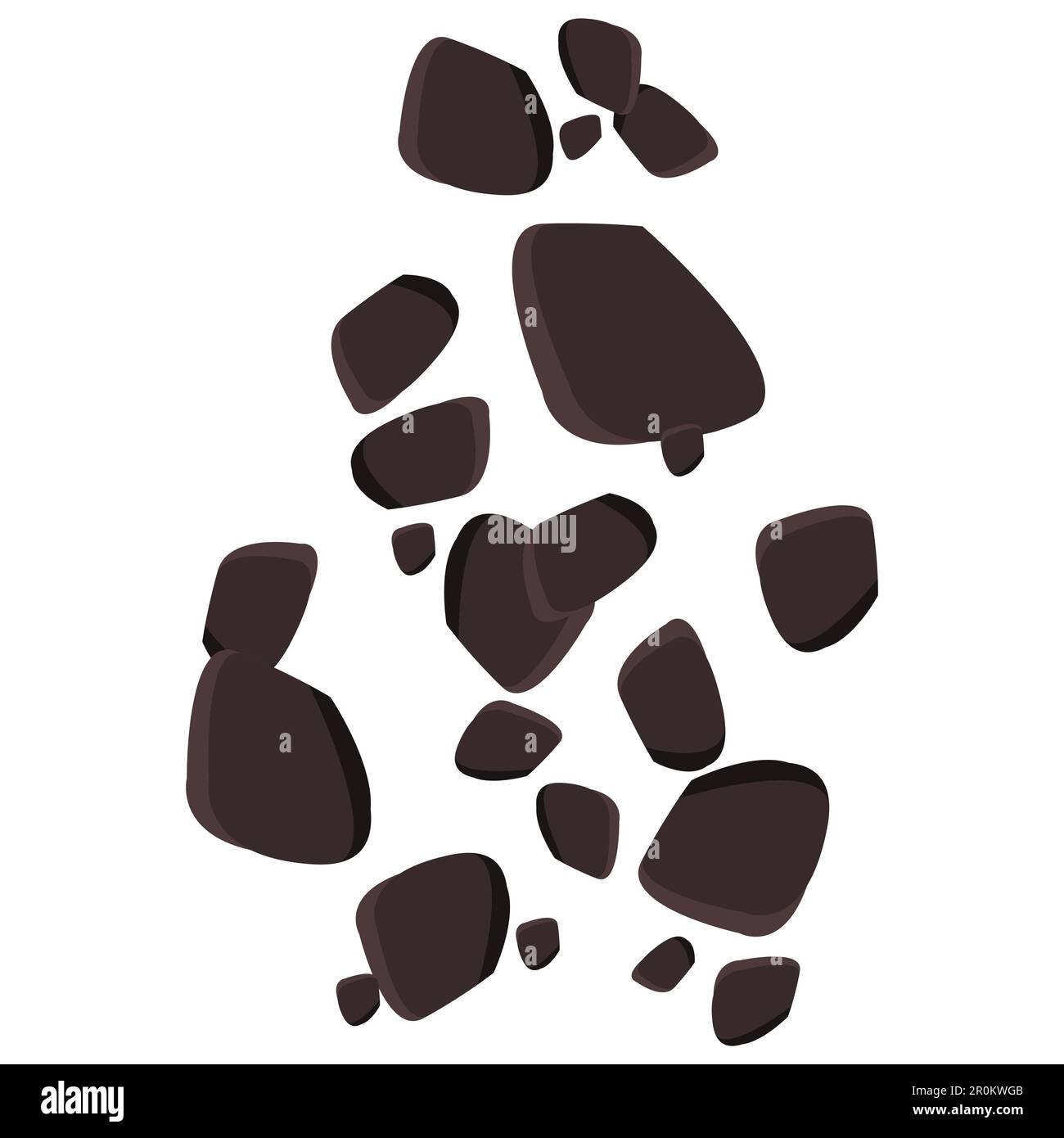 Falling brown stones or ground isolated on white. Vector clipart Stock ...
