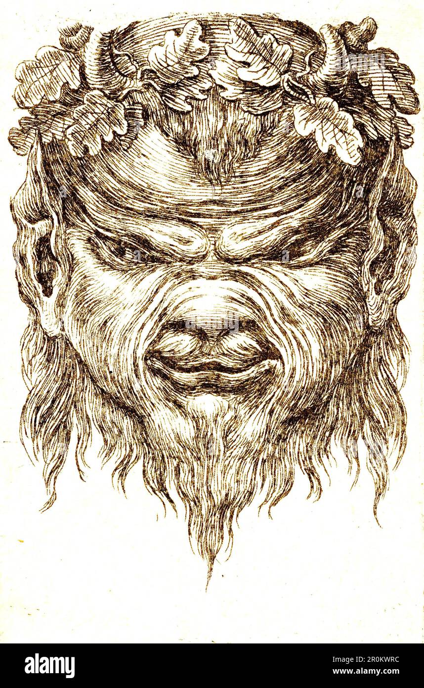 François Chauveau - Satyr Mask with an Indented Snout and a Wreath of ...