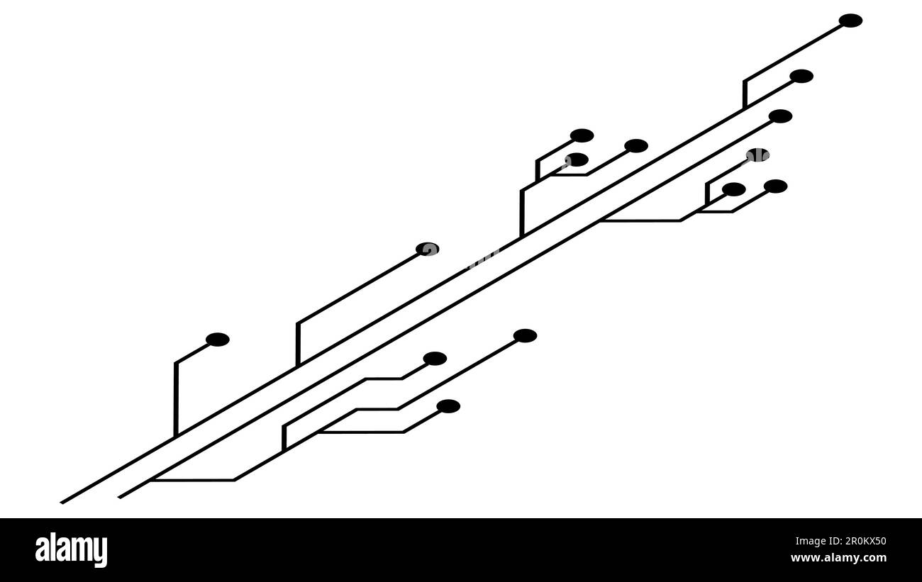 Isometric printed circuit board PCB tracks isolated on white background ...