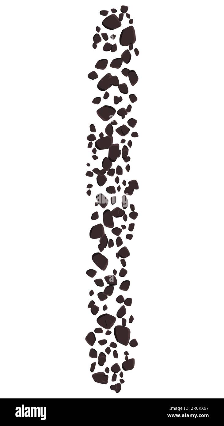Falling brown stones or ground isolated on white. Vector clipart Stock ...