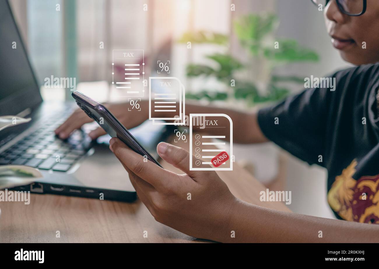 Busines using a computer to complete Individual income tax return form ...