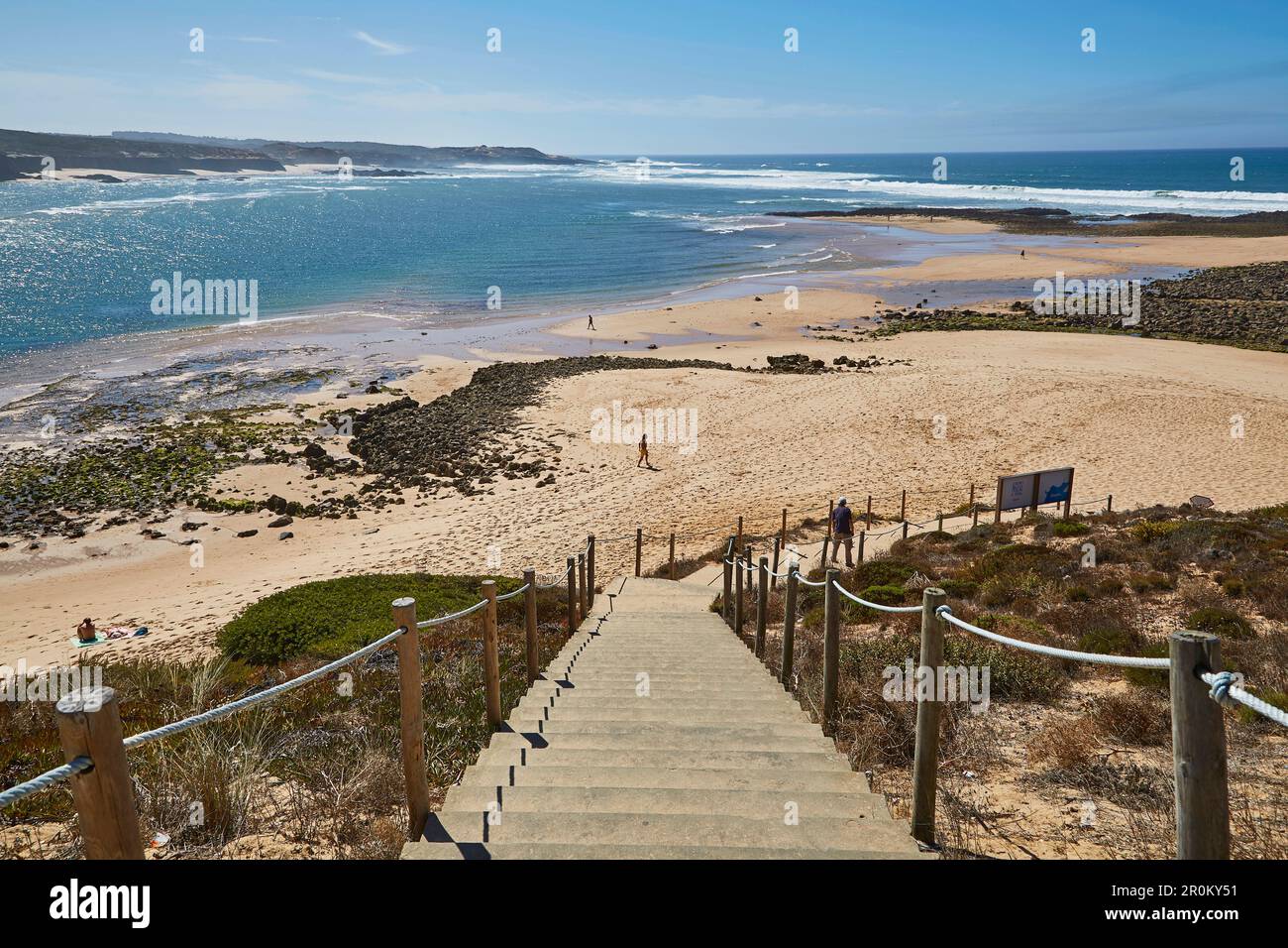 Rio Mira bei Vila Nova de Milfontes just before estuary, District Beja ...