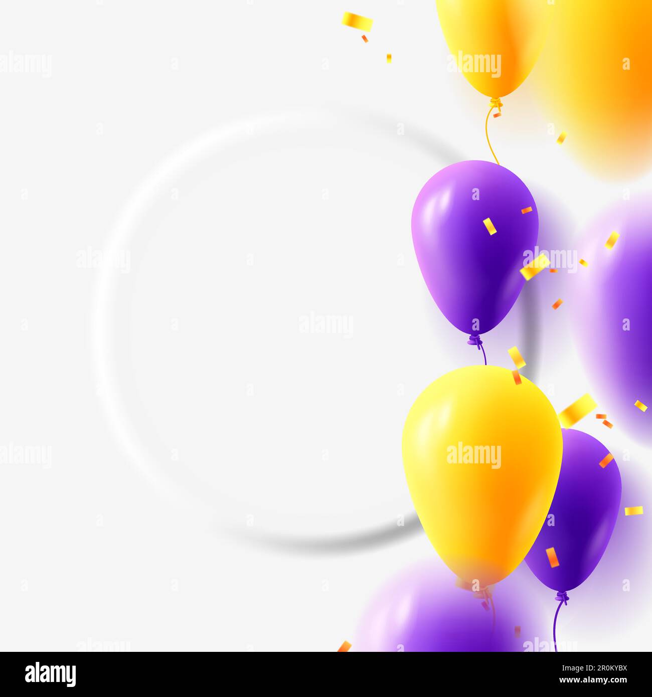 Banner template with yellow and purple air balloons and white volume ...