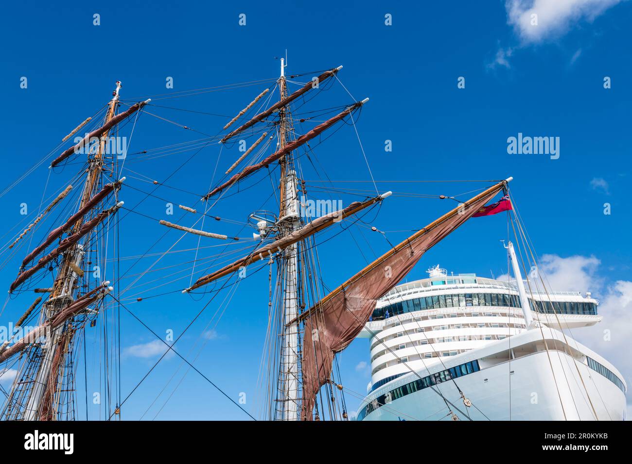 Cruise ship, rigging sailing ship, Bridgetown, Barbados, Caribbean ...