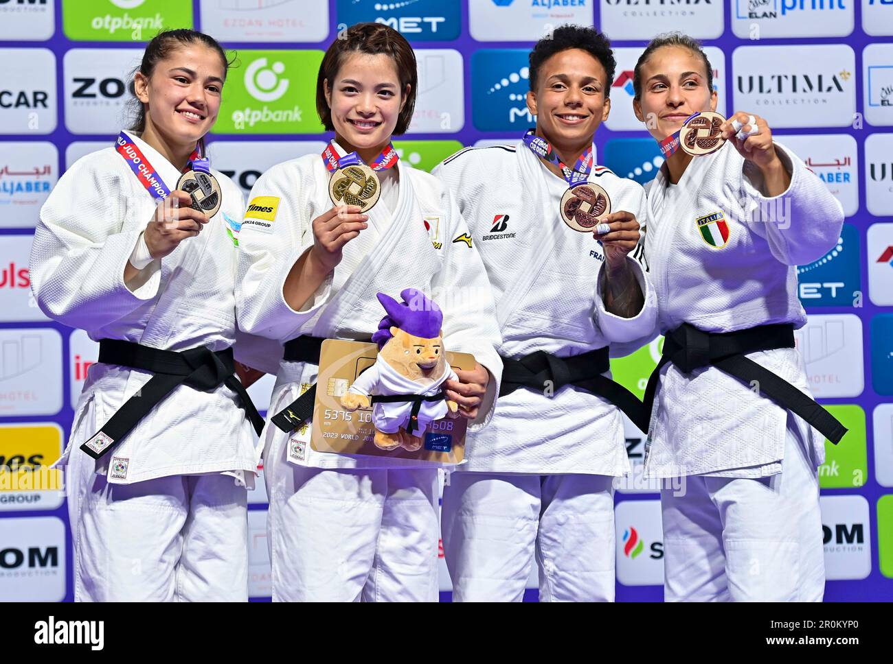 Doha, Amandine Buchard (2nd R) of France and Odette Giuffrida of Italy ...