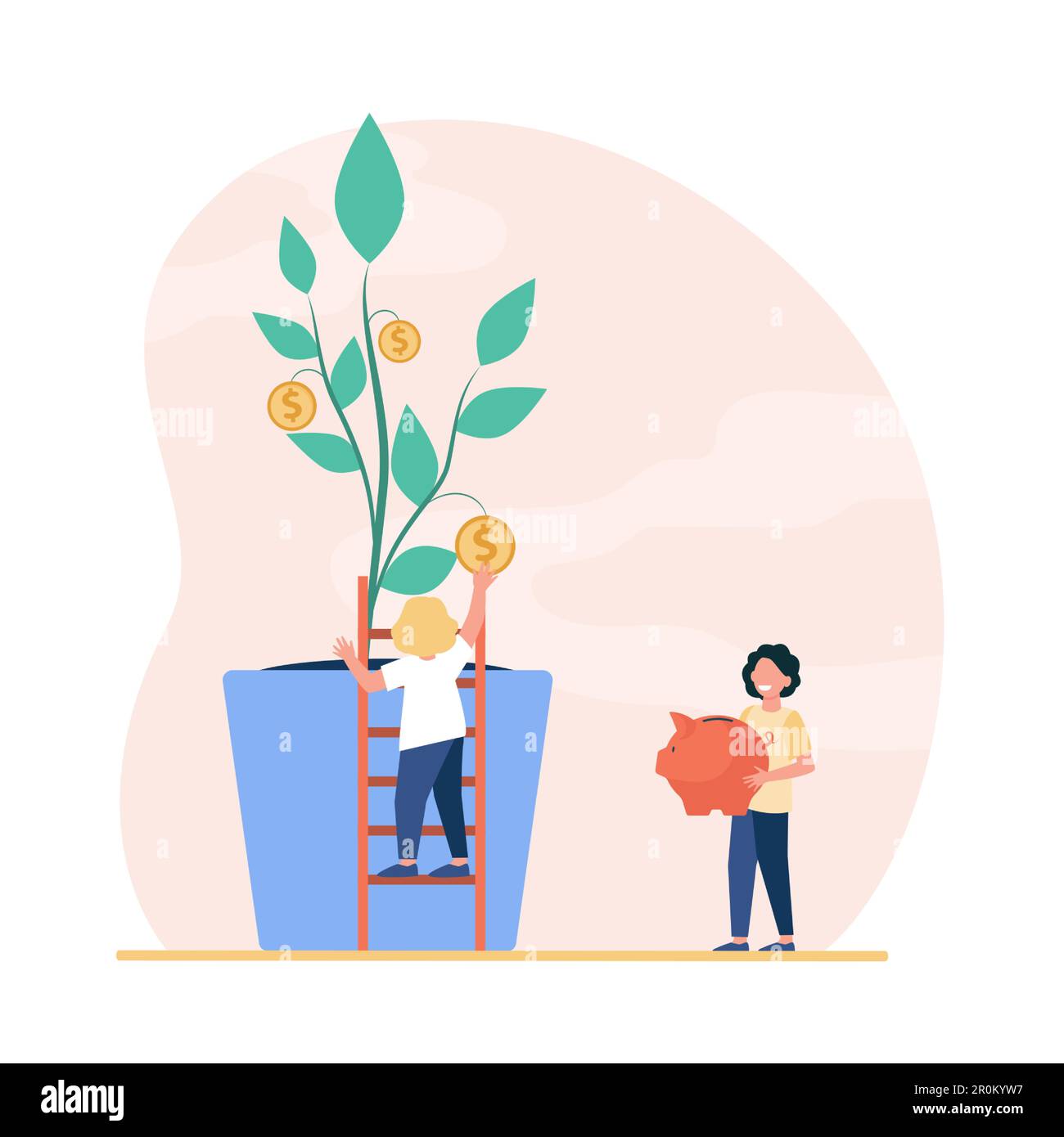 Kids growing money tree Stock Vector Image & Art - Alamy