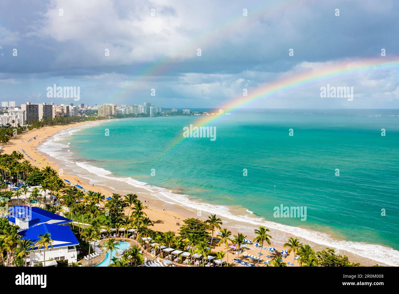 Atlantic Ocean, Beach with Rainbow, San Juan, Puerto Rico, Caribbean ...