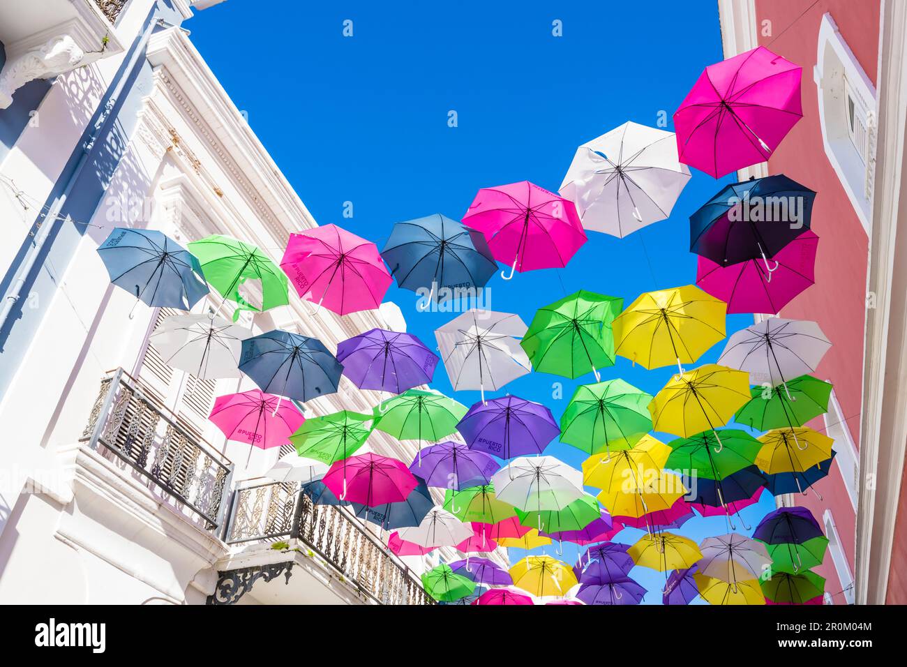 Umbrellas as a tourist attraction in Calle Fortaleza, Old Town, San ...