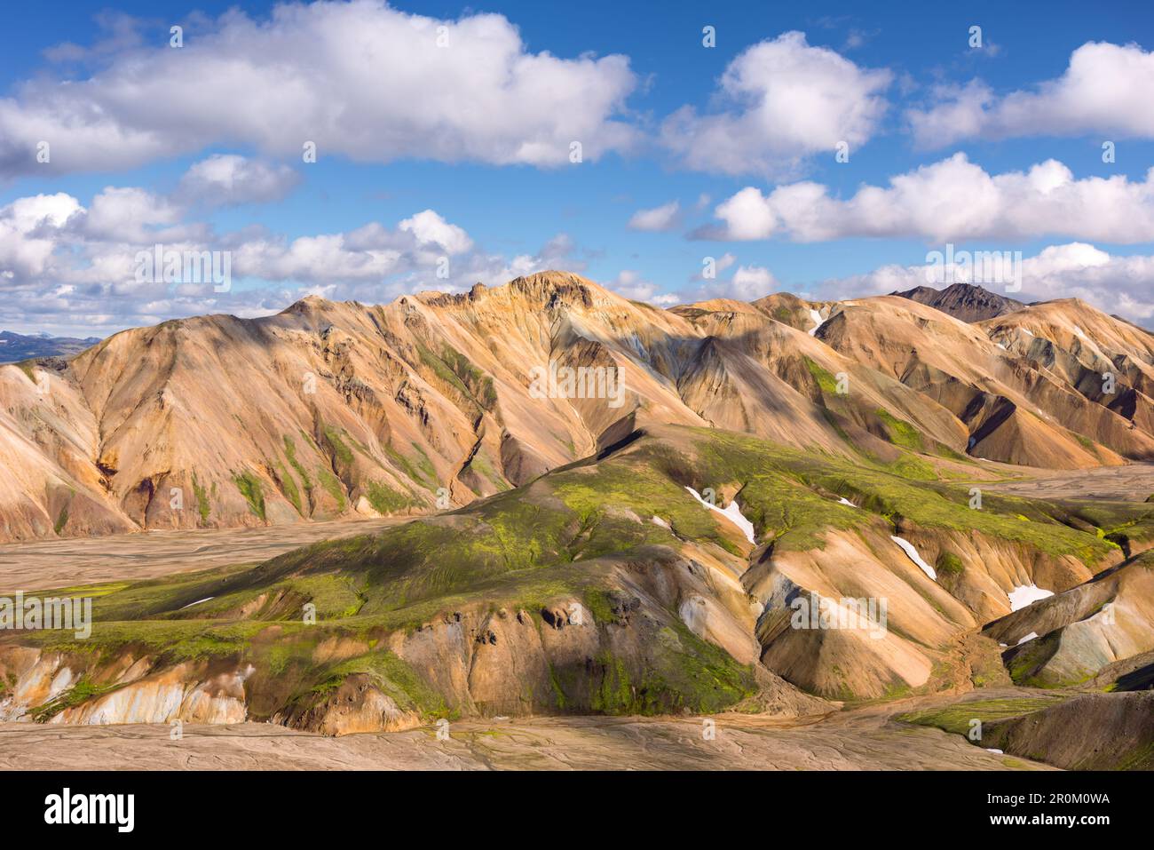 Volcanic rock of rhyolite mountains in in Landmannalaugar region of ...
