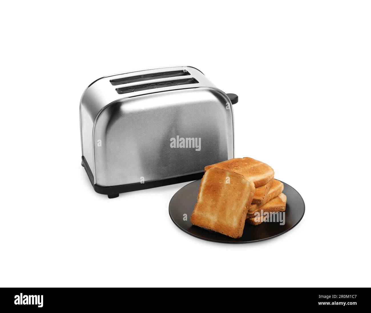 Modern toaster and bread on white background Stock Photo - Alamy