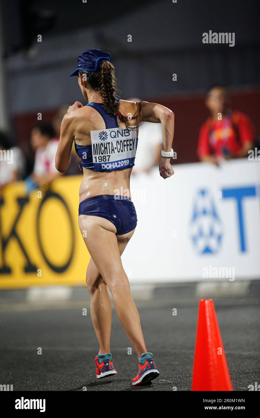 Maria Michta-Coffey running the 20 Kilometres Race Walk at the 2019 ...