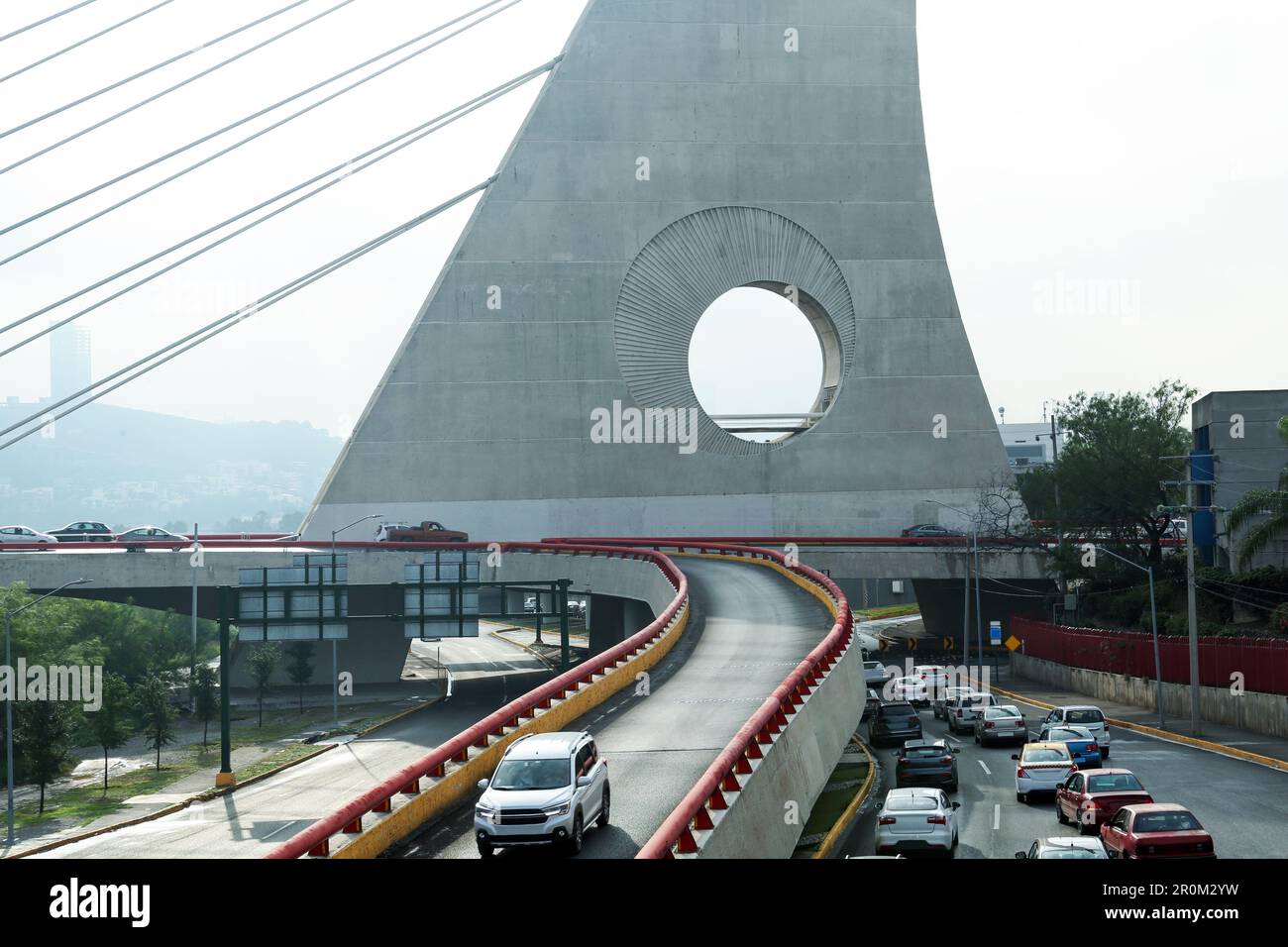 View of many cars on modern bridge Stock Photo - Alamy