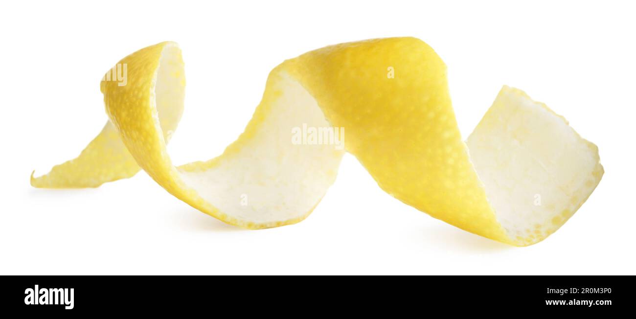 Fresh lemon peel on white background. Citrus zest Stock Photo - Alamy