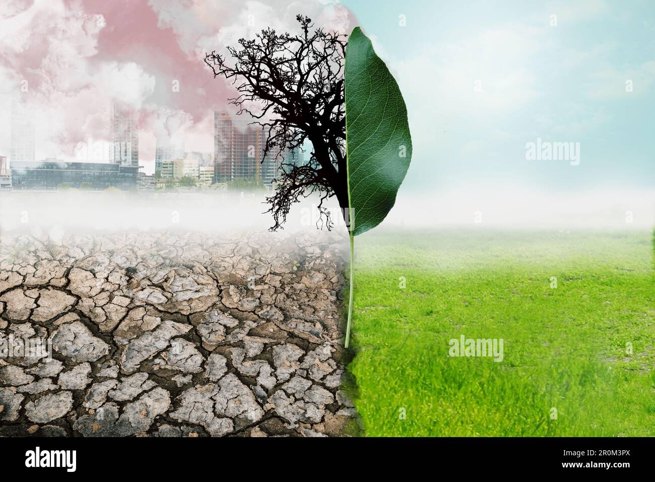 Conceptual photo depicting Earth destroyed by environmental pollution ...