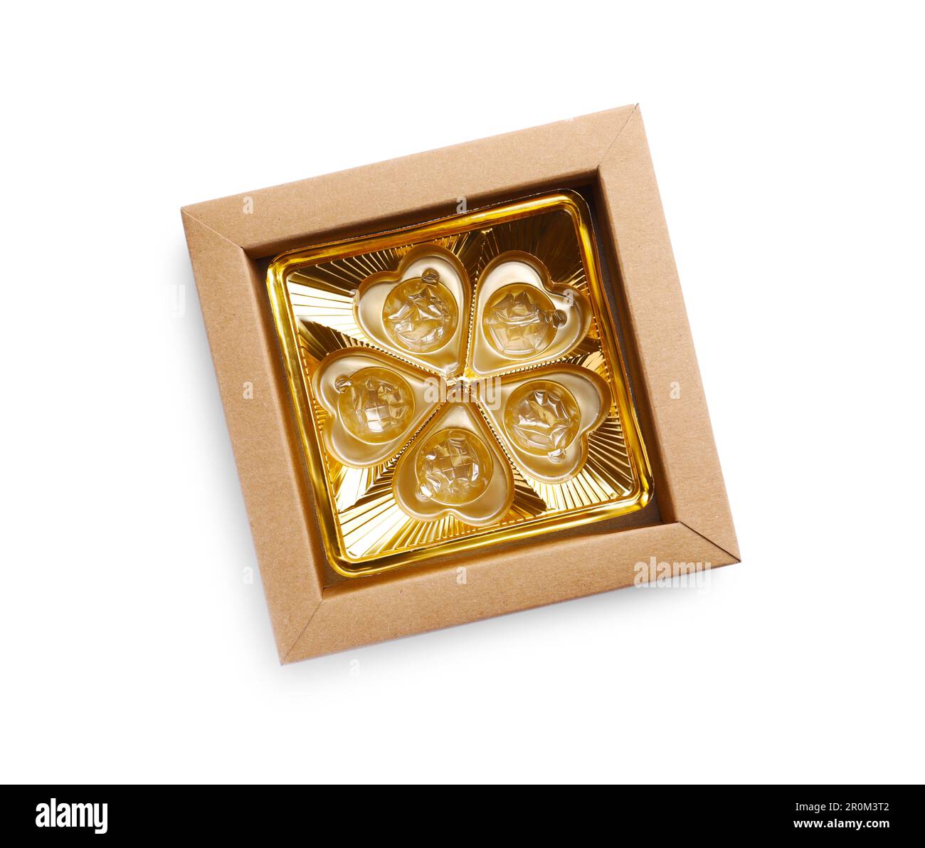 Empty box of chocolate candies isolated on white, top view Stock Photo ...