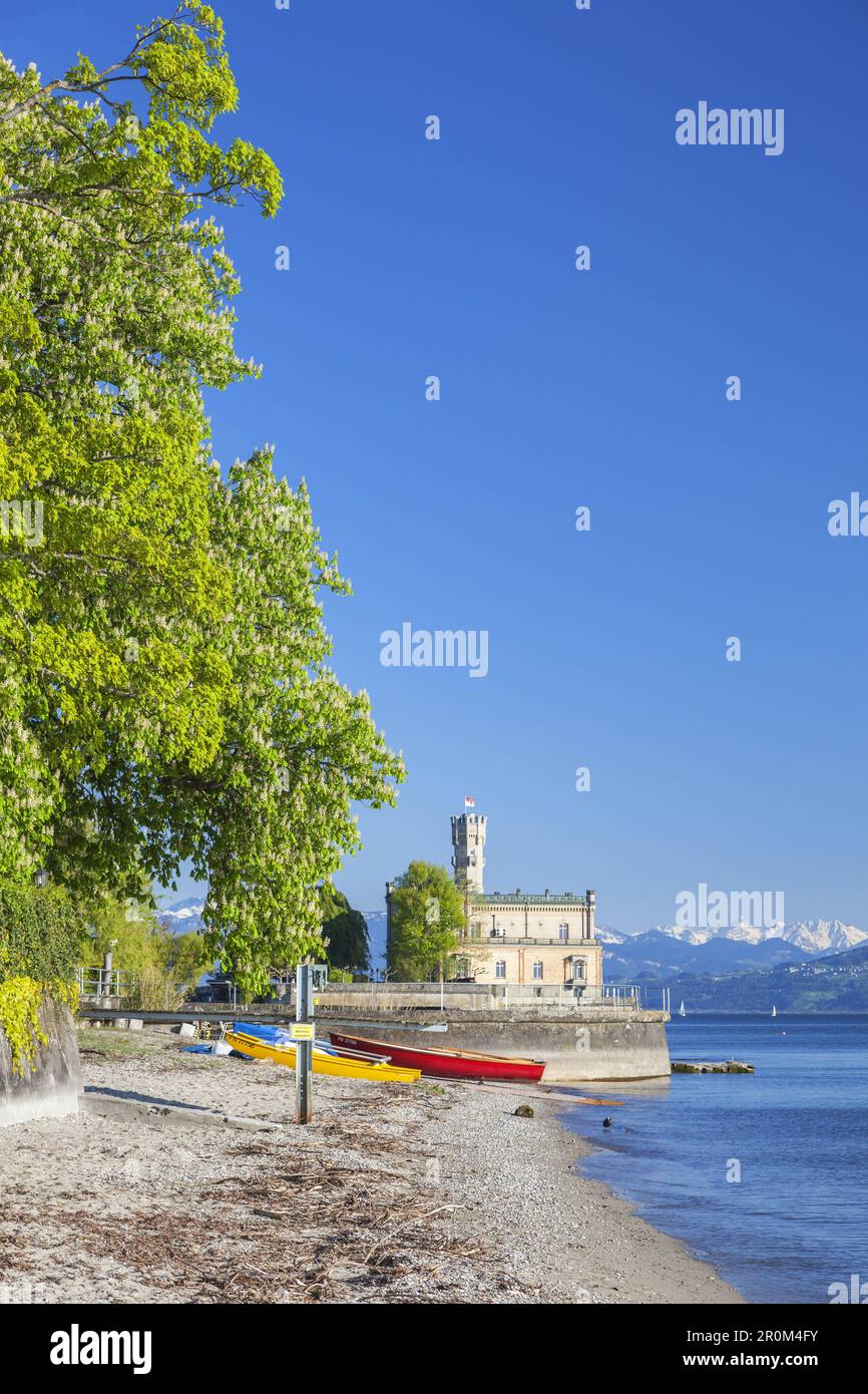 Castle Montfort with view over lake Constance to the Bregenzerwald ...